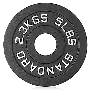 Philosophy Gym Standard Cast Iron Olympic 2-inch Weight Plate, 5 LB, Single Weight Plate