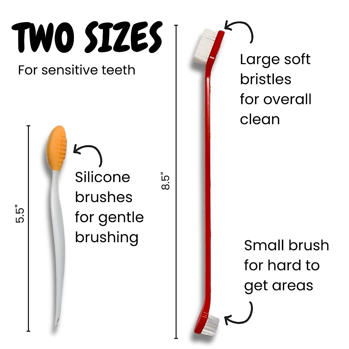 Otterly Pets 7-Piece Dog Toothbrush Set for Sensitive Teeth – 5 Double-Sided Silicone Brushes & 2 Soft Bristled Brushes for Gentle, Effective Cleaning