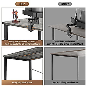 armocity Computer Desk with LED Lights, Gaming Desk with Power Outlet and USB, 40 Reversible Laptop Table with Moveable Monitor Stand, Small Desk for Small Spaces, Office, Gaming Room, Grey and Black
