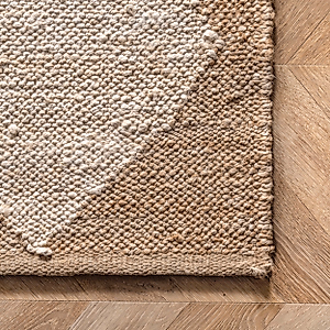 Rugs USA x Arvin Olano Louie Diamond Checkerboard Jute Area Rug, 9' x 12', Natural