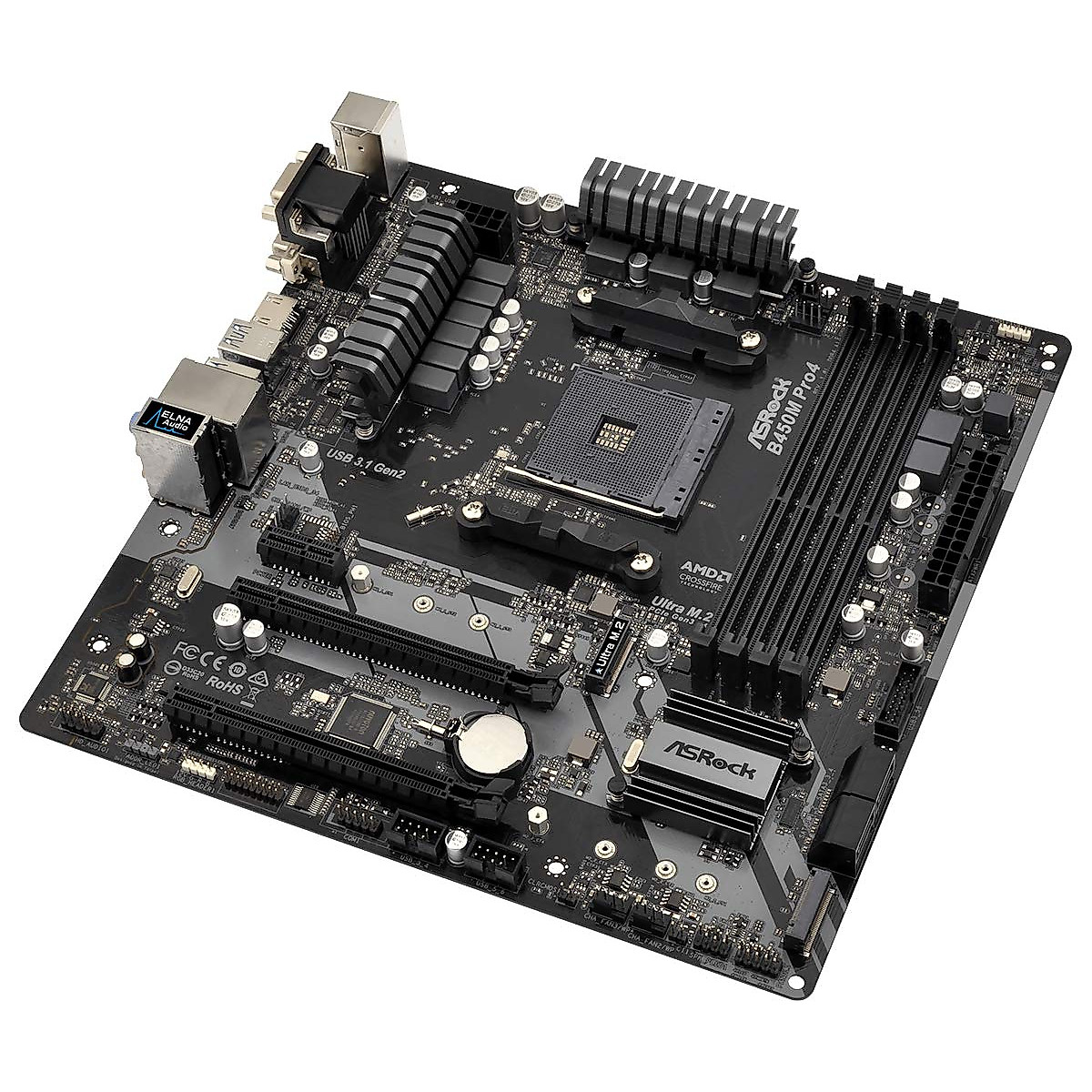 ASRock B450M PRO4 AM4 AMD Promontory B450 SATA 6Gb/s USB 3.1 HDMI Micro ATX AMD Motherboard