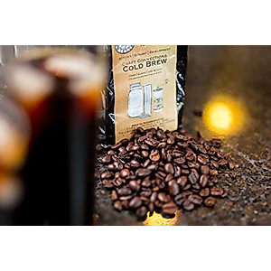 Cold Brew Coffee Maker Starter Kit - Half Gal Mason Jar | Stainless Filter Basket | Ceramic Burr Grinder | Half Pound Certified Organic Whole Bean Cold Brew Blend | Recipe & Instruction Book