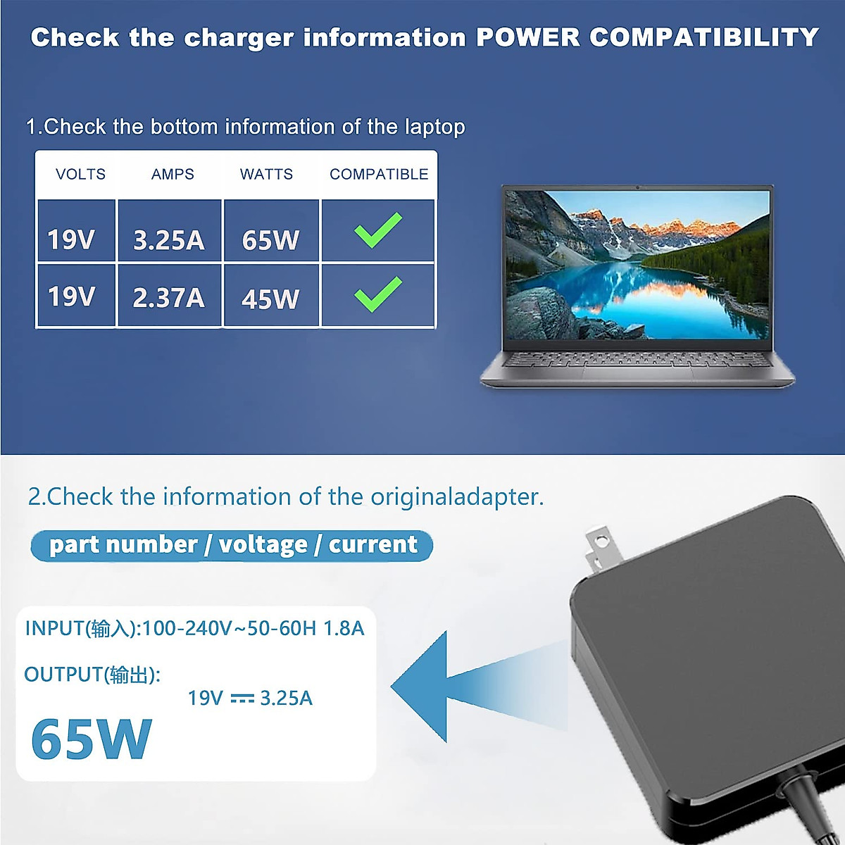 Charger for Gateway Laptop 19V - (Fit for TYPE60-190-3150U GWTN156-1 GWTN156-5 GWTN156-4 GWTN156-7 GWTN156-9 GWTN156-11 GWTN141-2 GWTN141-10 GWTN141-3 GWTN141-4 GWTN141-6 GWNC31514-BK GWNC31514-BL)