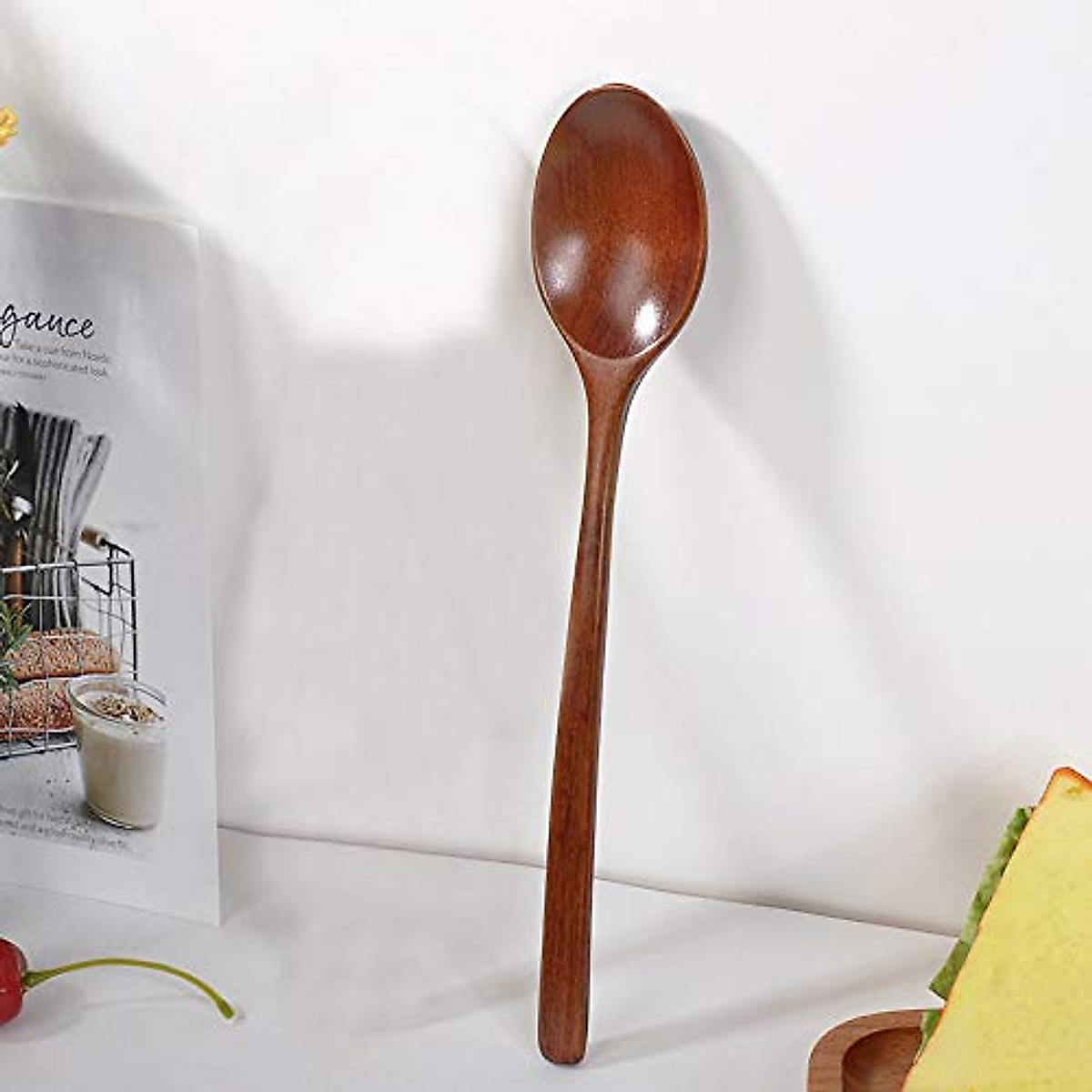 YUUAND Kitchen Utensil Soup-Teaspoon Tools Tableware Wooden Cooking Fork Spoon Kitchen，Dining Bar,Cooking Spoon & Spatula Tools Perfect for Non-Stick