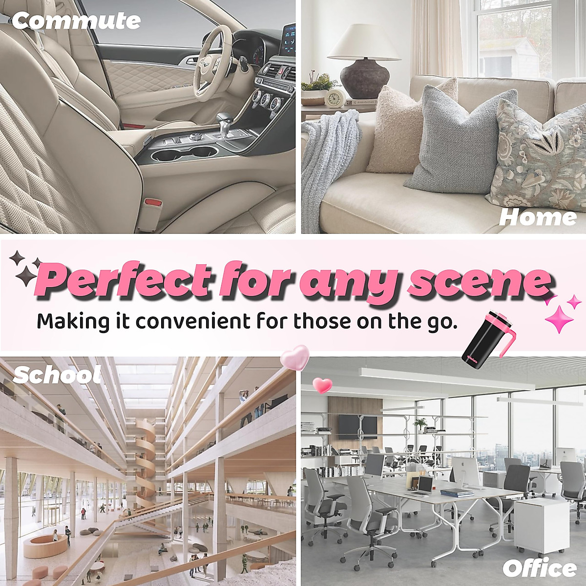 winiwo 20 oz Tumbler with Handle, Easy to Hold, Travel Coffee Mug with Screw Lid, Spill-proof, Insulated Cups, Built-in Up Down Flip, Fit Most Car Cup Holders, Commute, School, Home, Office