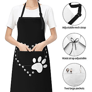 Dogs Cats Paws Prints Apron Adjustable Aprons with 2 Pockets for Women Men Waterproof Chefs Apron for Kitchen Painting Gardening Grooming