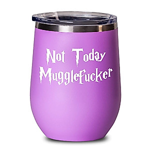 Not Today Mugglefucker Wine Glass, Funny Coffee Mug Gift for Harry Potter Fan Lover, Him Her Mom Dad Best Friend Coworker Colleague Birthday Anniversary Christmas Novelty Gift (Black)