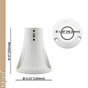 Myard 6" Surface Mount Base Anchor Flange for 1.9" Swimming Pool Rail Handrail Ladder to Concrete or Wood Deck (Ivory White, 2-Pack)