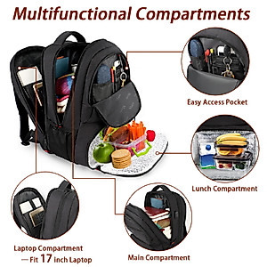 MATEIN Lunch Backpack for Men, 17 Inch Insulated Cooler Backpack Lunch Box Backpack with USB Charging Port, Water Resistant Computer School Bookbag College Laptop Backpack Gifts for Travel Picnic Work