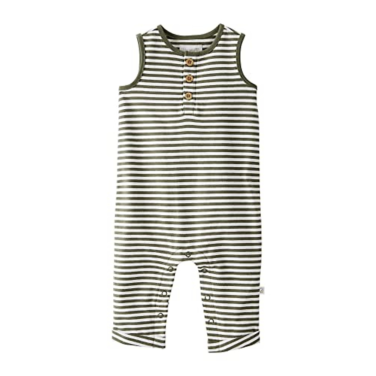 little planet by carter's unisex-baby Terry Jumpsuit made with Organic Cotton, Olive Stripes, 6 Months