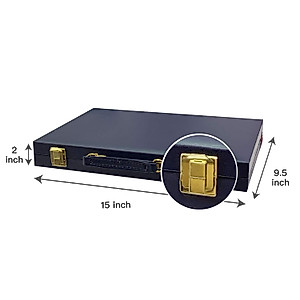 Sun Flair Backgammon Sets for Adults Kids 15 Inch, Folding Classic Board Game with Premium Leatherette Case, Smart Tactics, Best Strategy, Tip Guide Enclosed, Blue and Burgundy, 136M-4