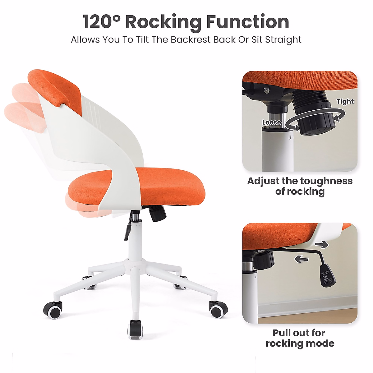 HYLONE Kids Desk Chair Set of 2, Cute Study Chair for Boys Girls Height Adjustable, Swivel Computer Task Student Chairs for Growing Teen, Office Chair for Home/School/Office, Orange