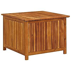 vidaXL Solid Wood Acacia Patio Storage Box Wooden Home Indoor Garden Warehouse Truck Living Room Cabinet Transport Case Chest Furniture 29.5"x29.5"