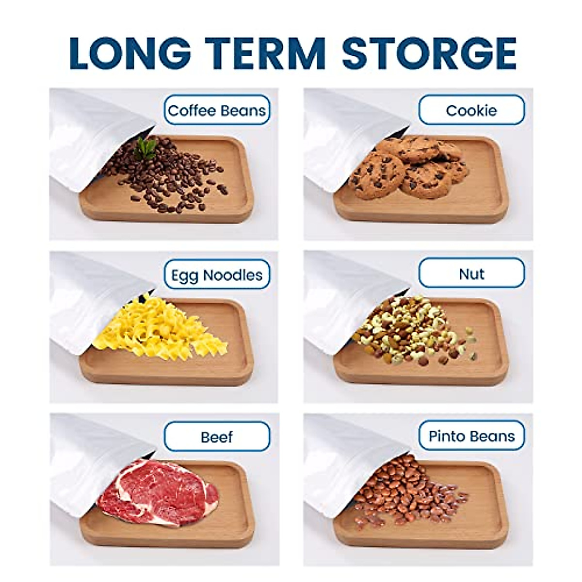 YunKo 100 PACK Mylar Bags for Food Storage Resealable Zippered Foil Bags Sealable Packaging Bags Stand Up Bags For Coffee Bean，Tea (10"X14", 7"x10", 5"x8")