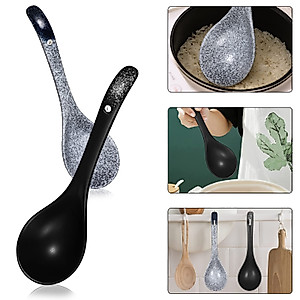 Happyyami Chinese Spoons Chinese Spoons 2 Pcs Ceramic Soup Spoons Japanese and Korean Ceramic Soup Spoons Handle Rice Spoons Asian Soup Spoon for Ramen Noodles Rice Ceramic Dishes Ceramic Dishes