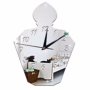 KXA Simple Modern Wall Clock, Perfume Bottle Mirror Silver Wall Clock Modern Design Home Decor Watch Wall Clock