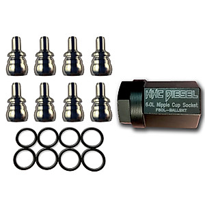 HHC Diesel - Ford 6.0L Leakproof Nipple Cup Master Kit - Everything You Need to Rebuild Your Oil Rail With Tool & Ball Tubes (8: Nipples, 8: Seals & Tool) F60L-NIPPLEKIT