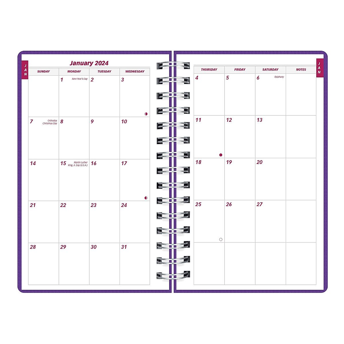 Brownline 2024 DuraFlex Daily/Monthly Planner, Appointment Book, 12 Months, January to December, Twin-Wire Binding, 8" x 5", Purple (CB634V.PUR-24)