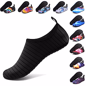 ANLUKE Water Shoes Barefoot Aqua Yoga Socks Quick-Dry Beach Swim Surf Shoes for Women Men Black/Solid 40/41