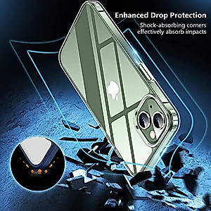 SPIDERCASE Designed for iPhone 13 Case/iPhone 14 Case, [Crystal Clear Not Yellowing][with 2 Pcs Tempered Glass Screen Protectors] Slim Thin Case for iPhone 13/14 (Clear)