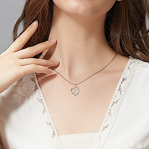 Name Necklace Gifts for Women - Necklace Birthstone Necklace for Women Personalized Valentines Day Gifts for Her Custom Heart Necklace Charm with 2 Names Gifts for Mom Daughter Best Friend