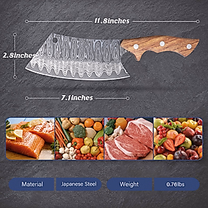 Huusk Japan Knife, Hand Forged Meat Cleaver Knife Japanese Kitchen Knife with Sheath Cooking Butcher Knife for Meat Cutting Vegetable Cleaver for Kitchen, Camping Thanksgiving Christmas Gifts