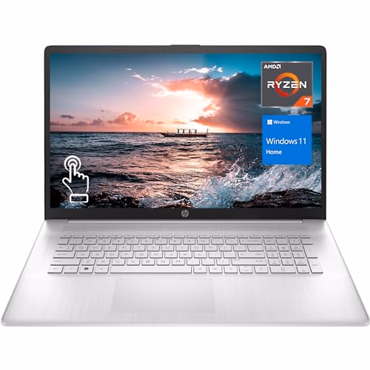 HP 17.3" Laptop, HD+ Flicker-Free Touchscreen, Octa-core AMD Ryzen 7 7730U Processor, 40GB RAM, 2TB PCIe SSD, Webcam, Backlit Keyboard with Lift-Hinge Design, Wi-Fi 6, Windows 11 Home, Silver
