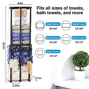 2 Pack Bathroom Towel Rack Wall Mounted, New Upgrade 3-Bar Towel Racks for Rolled Bath Towels, Metal Bath Towel Holder for Folded Large Towel, Towel Storage for Small Bathroom (Black-2 P)