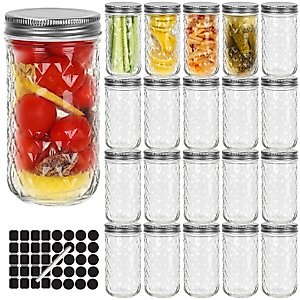 Keketin 12 oz Wide Mouth Mason Jars with Screw Airtight Lids,20 Pack Glass Canning Jars,Preserving Jars for Jam,Honey,Pickling,Fermenting,Fruits Storage and Wedding Favors