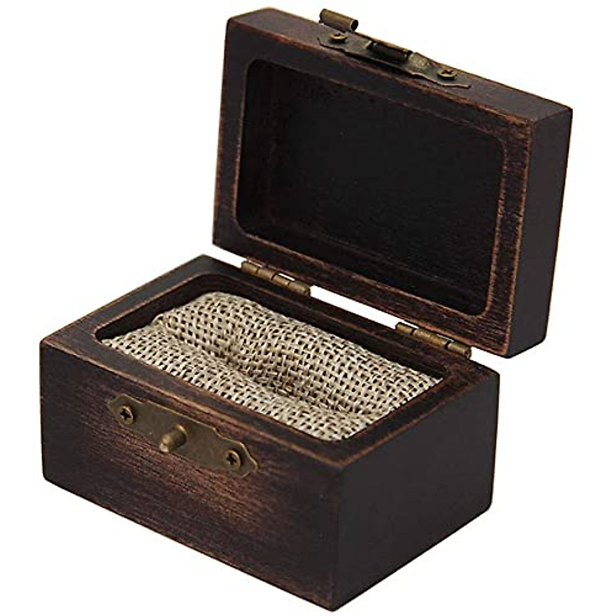 DSHOM Rustic Wooden Engagement Ring Box, Solid Wood Ring Box for Proposal Wedding Ring Storage