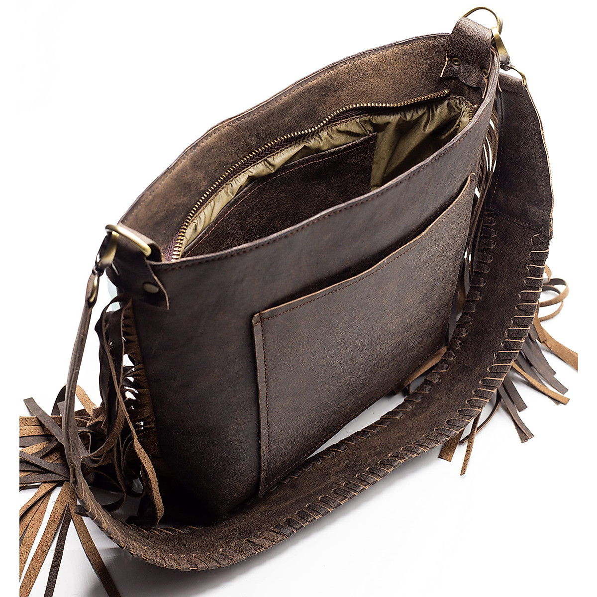 Women's Cowhide Leather Crossbody Bag | Western Classic Shoulder Bag with Fringes Hair on Leather Handbag