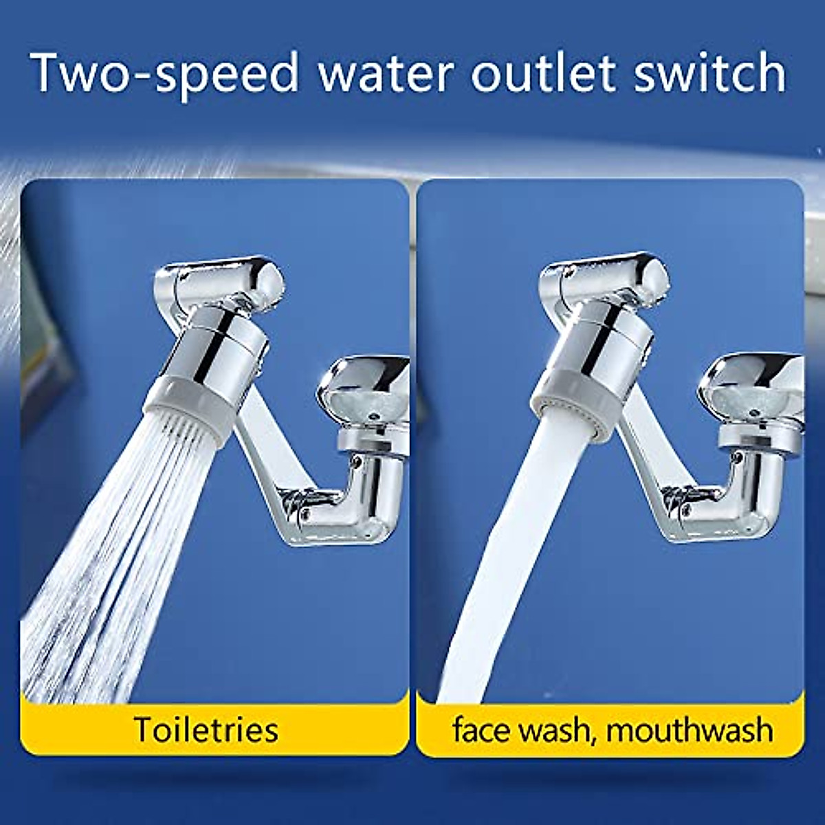 1440° Multifunctional Rotating Splash proof Filter Extender Faucet Aerator 2 Water Outlet Modes Swivel Robotic Arm Adapter for Bathroom Kitchen