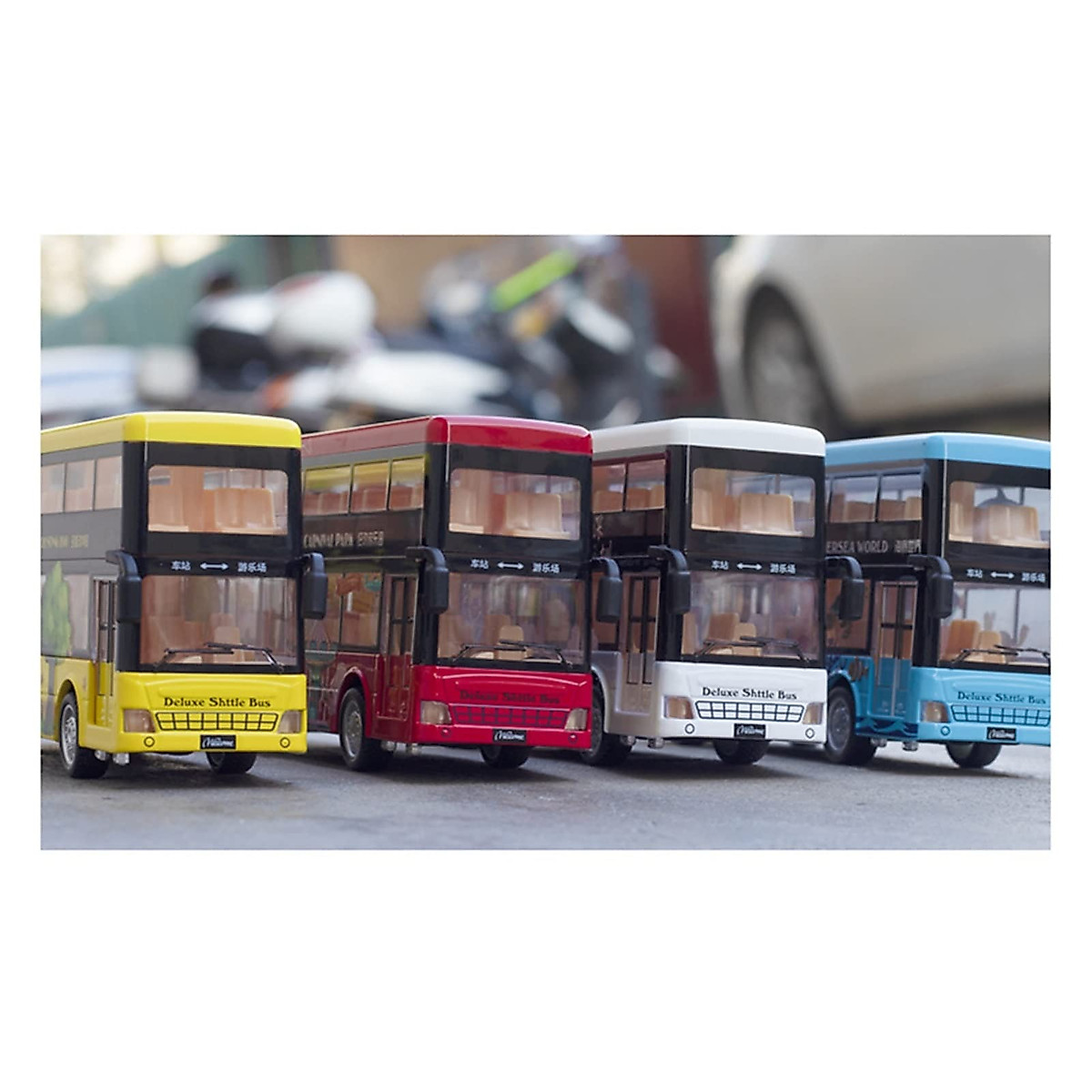 MING ZHEN Toy car Model for Sightseeing Tourist Double Decker Toy Bus City Bus Diecasts Alloy Toy Car Model Sound Light Kids Gift (Color : A1)