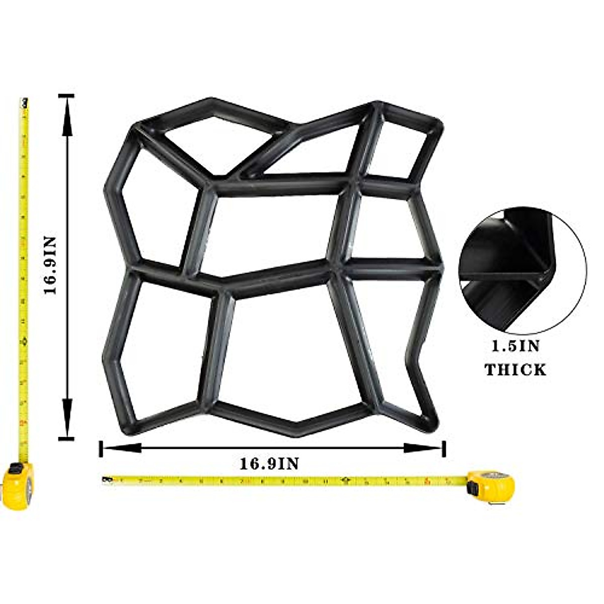 Concrete molds and Forms, Pathmate Stone Moldings Paving Pavement Walk Maker Stepping Stone Paver Walk Way Cement Mold for Patio, Lawn & Garden (2 Packs 16.9 x 16.9 x 1.6 inch)