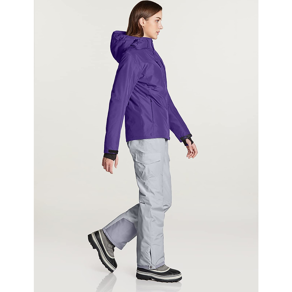 TSLA Women's Winter Snow Pants, Waterproof Insulated Ski Pants, Ripstop Snowboard Bottoms, Cargo Snow Pants Steel, Small