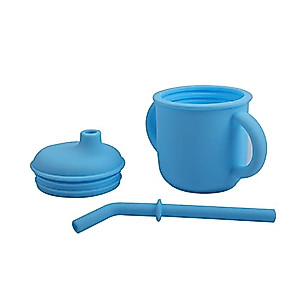 Baby cup with two lids, straw and sippy cup, Silicone baby cup-sippy cup-baby sippy cup- training cup- un breakable cup -cup with two handles- straw cup with handles