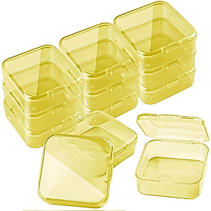 Forever bene 31-Piece Mini Storage Box Set - Transparent Plastic Organizer with Hinged Lids for Crafts, Jewelry, and Small Items - Durable and Portable Solution(yellow)