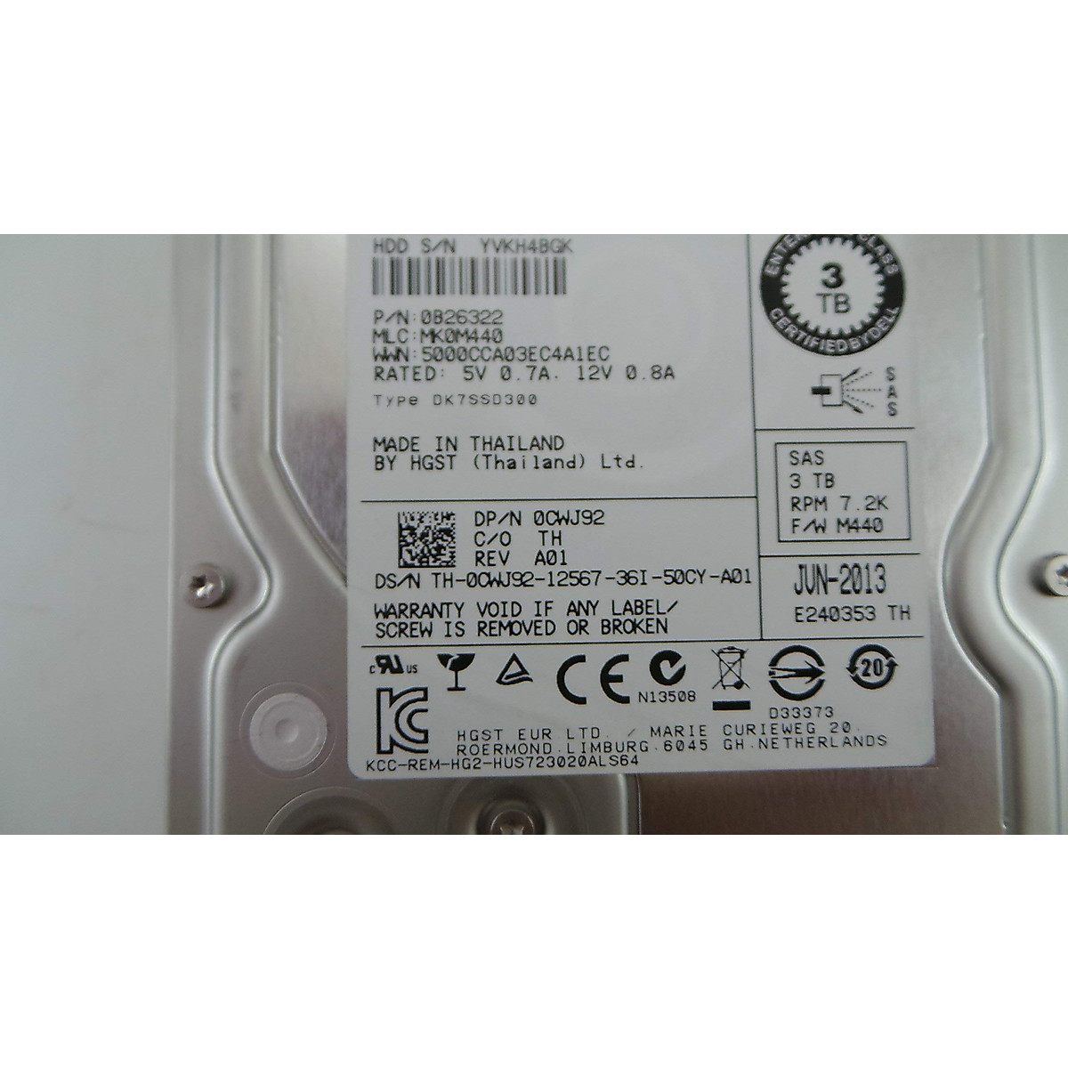 DELL CWJ92 3.0TB 7.2K ENT SAS 3.5 6GBPs Hard Drive (Renewed)