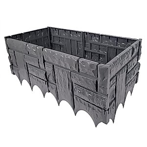 Covoeak Garden Edging Flower Border Fence Plastic Imitation Stone Brick for Decorative Outdoor Lawn Patio Courtyard (6 Pack, Gray)