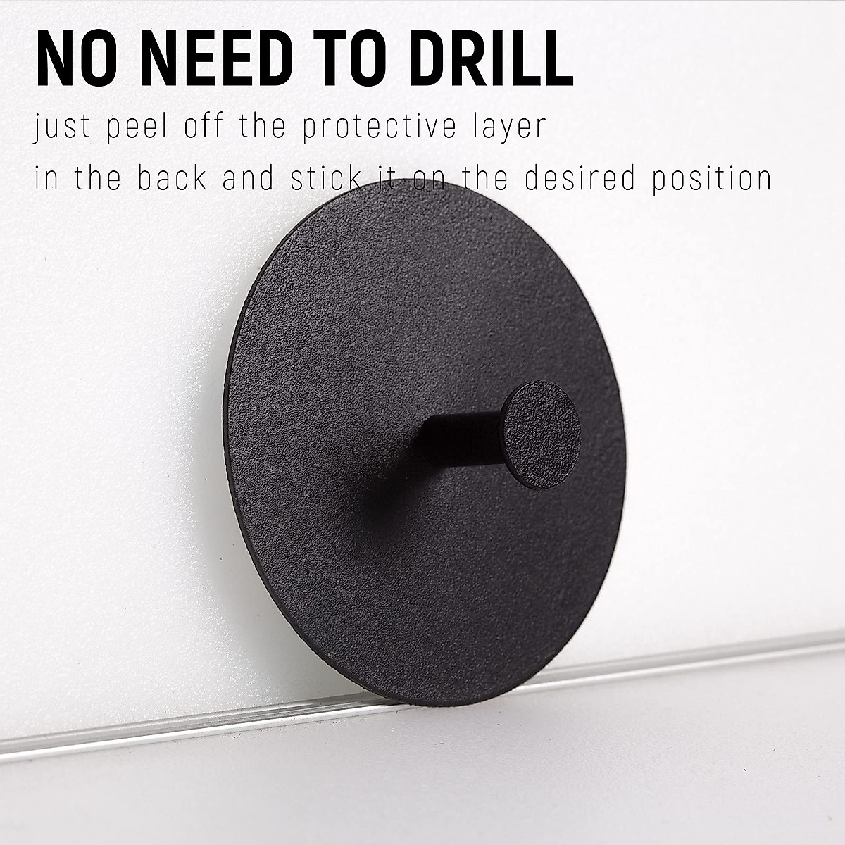 4 Pcs Black Towel Adhesive Hooks for Tile Wall Stainless Steel Wall Hangers of Heavy Duty Shower Stick on Hooks for Coat,Hat,Key Wall Sticky Hooks Adhesive Shower Hooks Kitchen Bathroom No Drill Hook