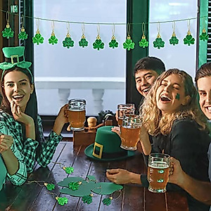 Fovths 36 Pieces 2 Sizes St Patrick's Day Shamrocks Ornament Set 3 Styles Green Good Luck Clover Hanging Bauble for Tree, Table, Party Hanging Decorations