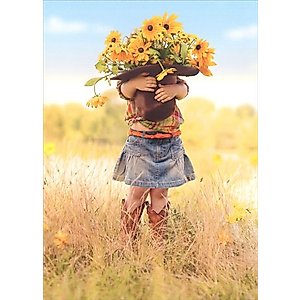 Avanti Press Girl Holding Hat Of Flowers Funny/Humorous Thank You Card