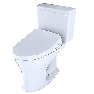 TOTO MW7463056CEMFGA.10#01 Drake WASHLET Two-Piece Dual Universal Height with 10 Inch Rough-in DYNAMAX Tornado Toilet with Auto Flush S550e Bidet Seat, 1.28 and 0.8 GPF, Cotton White