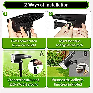 CLAONER Solar Spot Lights Outdoor, IP65 Waterproof Solar Landscape Spotlights, 2-in-1 Adjustable Wireless Solar Landscape Lights for Yard Backyard Trees House Garden Walkway-32 LED/Warm White(2 Pack)