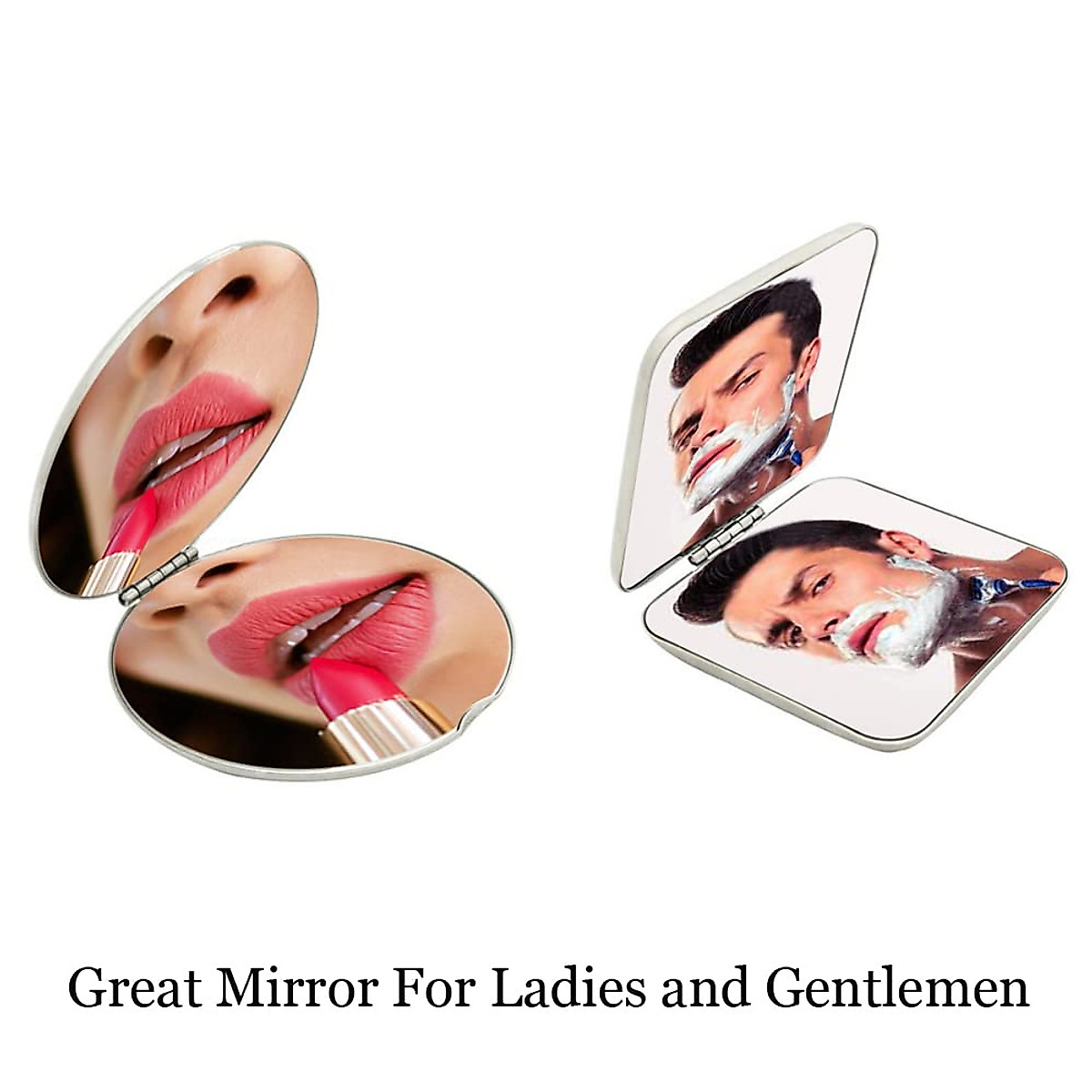 Shatterproof Stainless Steel Ultra Slim Folding Portable Mirror Makeup Unbreakable Camping Mirror For Personal Use,Travelling, Emergency Signaling (Round:6.5 * 6.5CM)