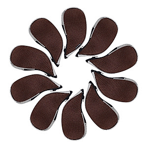 Andux Mesh Golf Iron Club Head Covers with Zipper Left and Right Handed 10pcs/Set (Coffee/gray)
