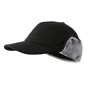 Home Prefer Winter Baseball Cap Earflap Fitted Hats Mens Faux Fur Hunting Hat Mens Winter Cap Black Large
