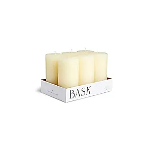 Mottled Pillar Candles by Bask - Set of 6-3" x 6" Dripless Unscented Candles in Ivory for Home Decor, Relaxation & All Occasions
