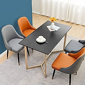 SAYGOER Dining Table 51.2 Inch, Multifuntional Modern Dining Room Table for 2-4, Space Saving Rectangular Kitchen Table, Heavy Duty Metal Frame, Industrial Dinner Table, Easy Assembly, Black Gold