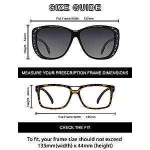 PZ - Polarized Women Sunglasses Wear to Cover Over Prescription Glasses UV Protection (Black Purple + Polarized Grey)